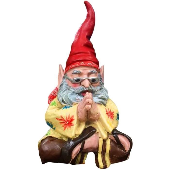 Statue de couple de nain de jardin zen - Figurine nain miniature peinte ...