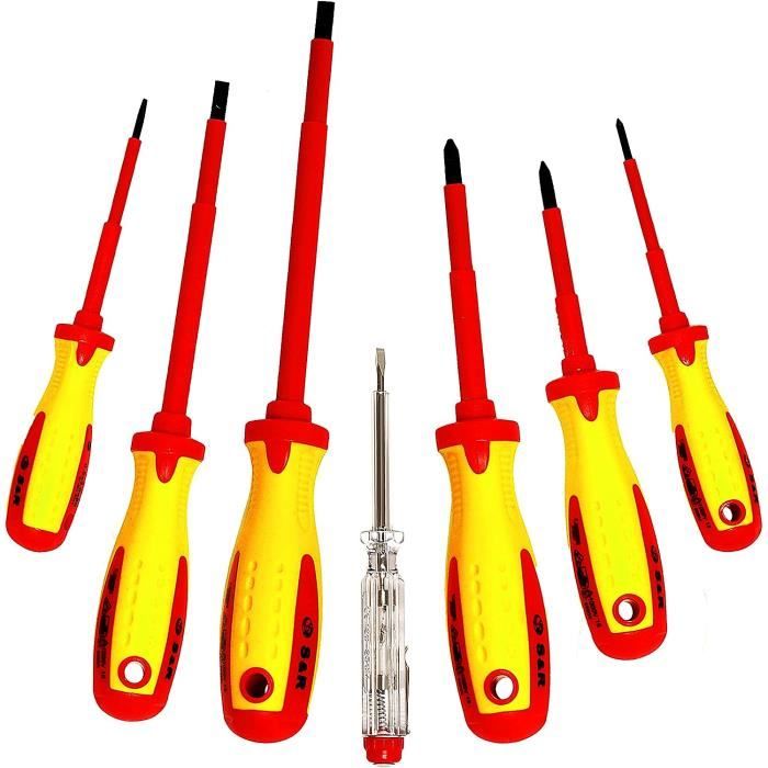 Jeu Tournevis D'Electricien Aimantés Isolés Vde 7 Pièces,Avec Tournevis ...