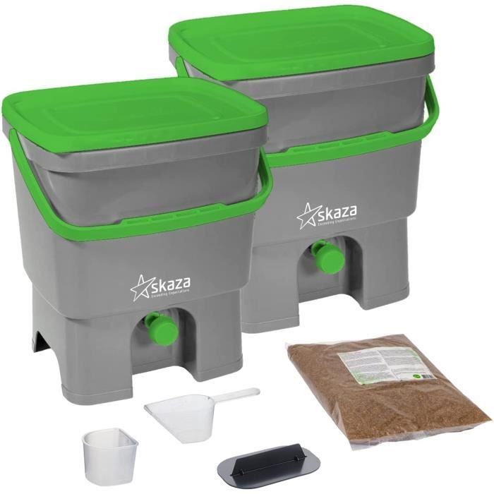 Skaza Bokashi Organko Set (2 x 16 litres) | 2X Bio Composteur de ...
