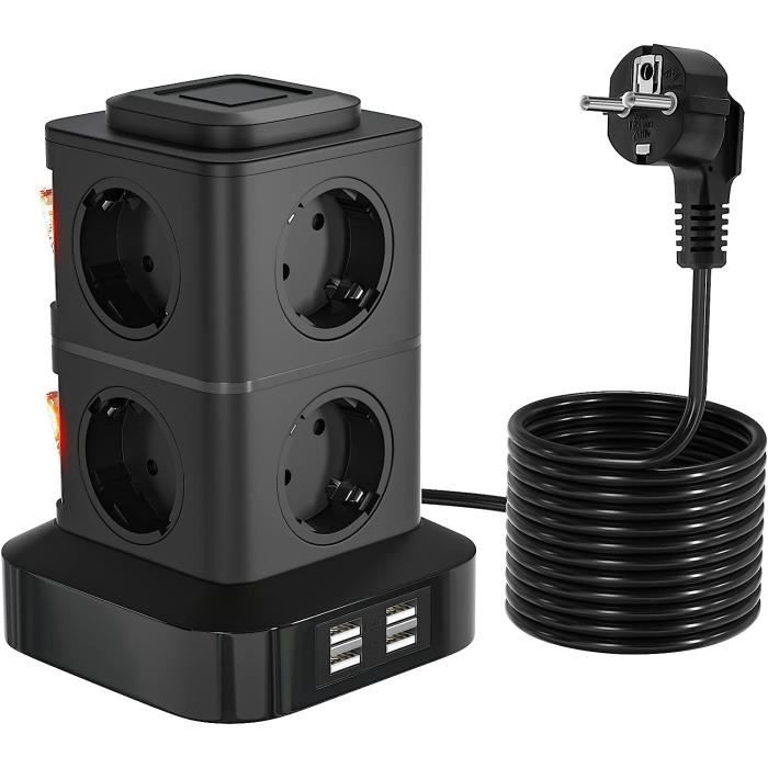 Tour Multiprise 8 Prises dédiées 4 Ports USB Tour Prises Électriques ...