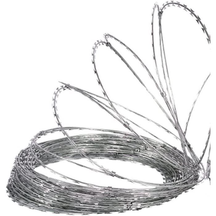 Clôture en Fil De Rasoir - Acier Galvanisé, Rouleau De Fil Barbelé ...