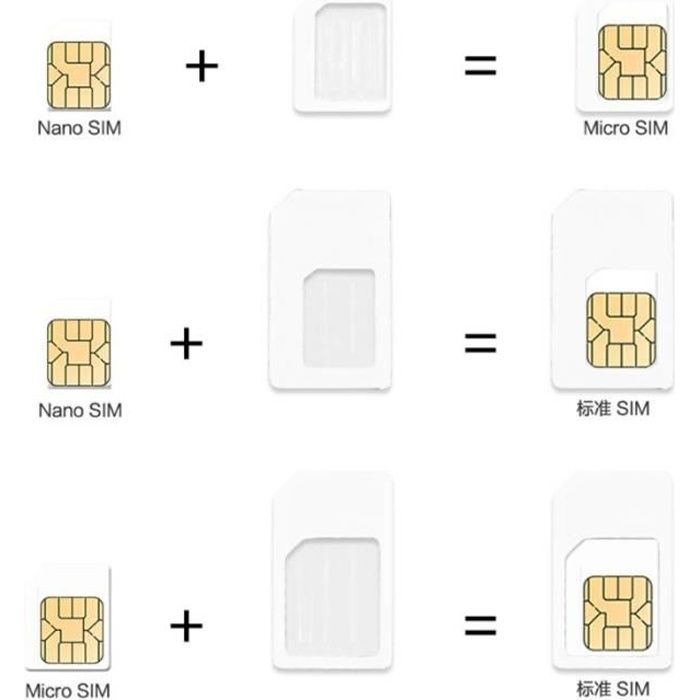 Carte Nano SIM 4 en 1, adaptateur Micro Standard, pour iPhone, 4G LTE ...