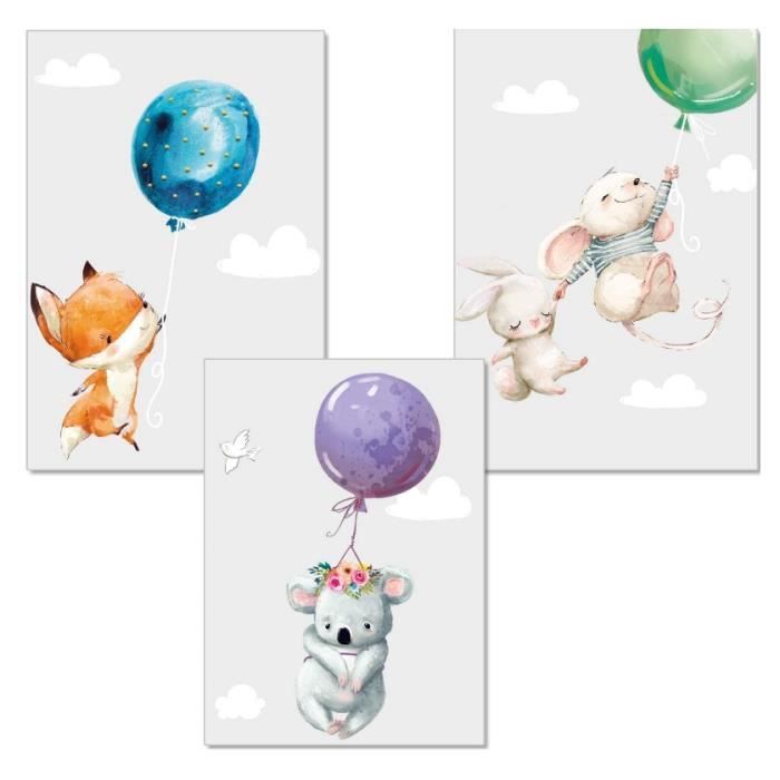 Jeu de 3 posters pour chambre de bébé/d'enfant affiche decoration ...