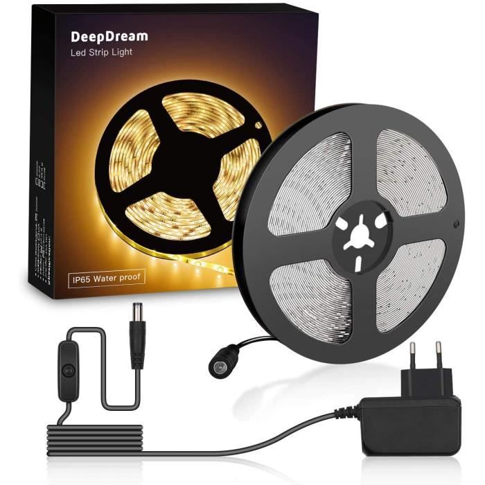 Ruban LED Blanc Chaud 5M,étanche IP65 3000k 300LEDs Bande LED auto ...