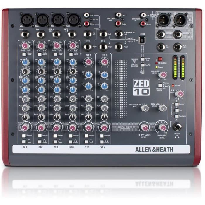 Tables de mixage Allen Heath - Allen-Heath ZED-10 - Console de mixage 4 entrées 14921 ...
