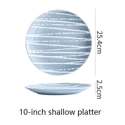 Plats et assiettes,Assiette en céramique à rayures créatives,Pizza ...