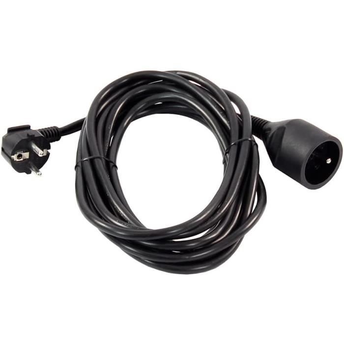 Rallonge Prolongateur Électrique 5M Coloris Noir. Certification Européenne Nf 16A. Section 3G1 ...