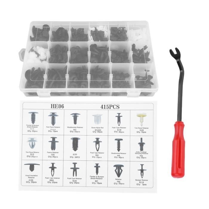 415Pcs 18 tailles Rivet Agrafe Clips de Fixation Carrosserie Pare-choc ... 415Pcs 18 tailles Rivet Agrafe Clips de Fixation Carrosserie Pare-choc ...