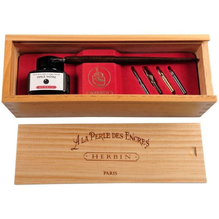Coffret - Calligraphie - Plumier en bois - Encre de Chine - Herbin - La ...