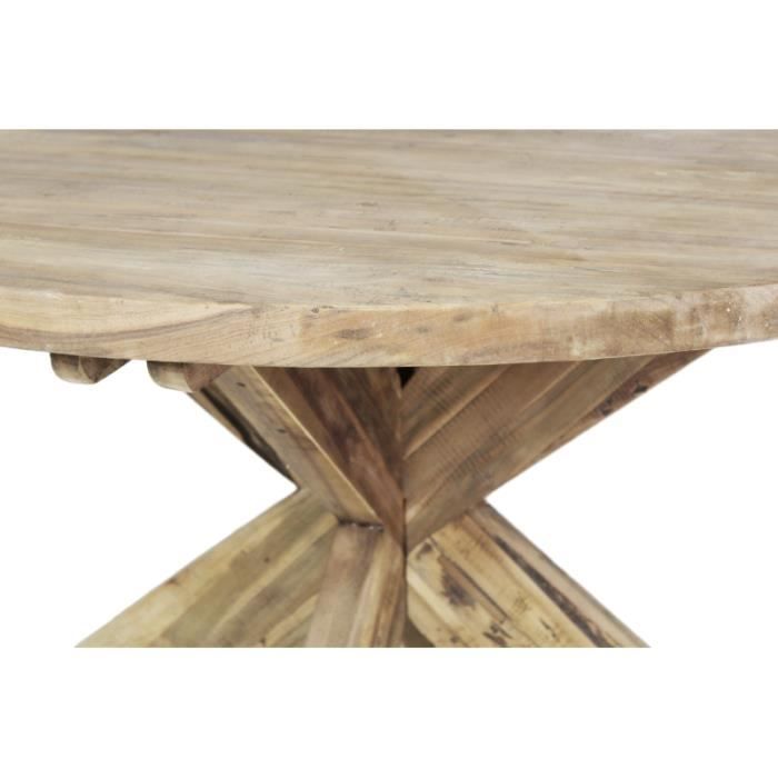 Table de repas ronde avec pied entrejambe ø130 cm naturel teck ...