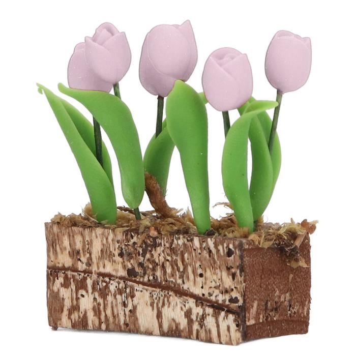 Keenso décor de jardin de maison de poupée Ornement de fleur de tulipes ...