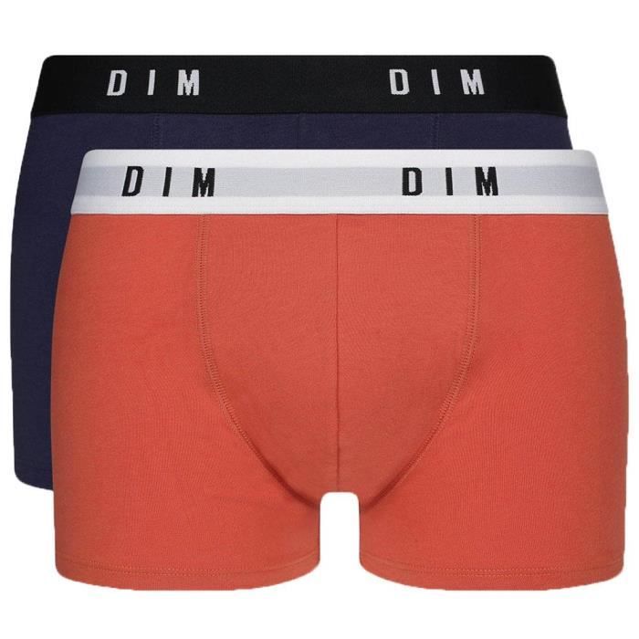 Boxers Homme Coton STRETCH Orange Bleu Denim - DIM - Lot de 2 Orange ...