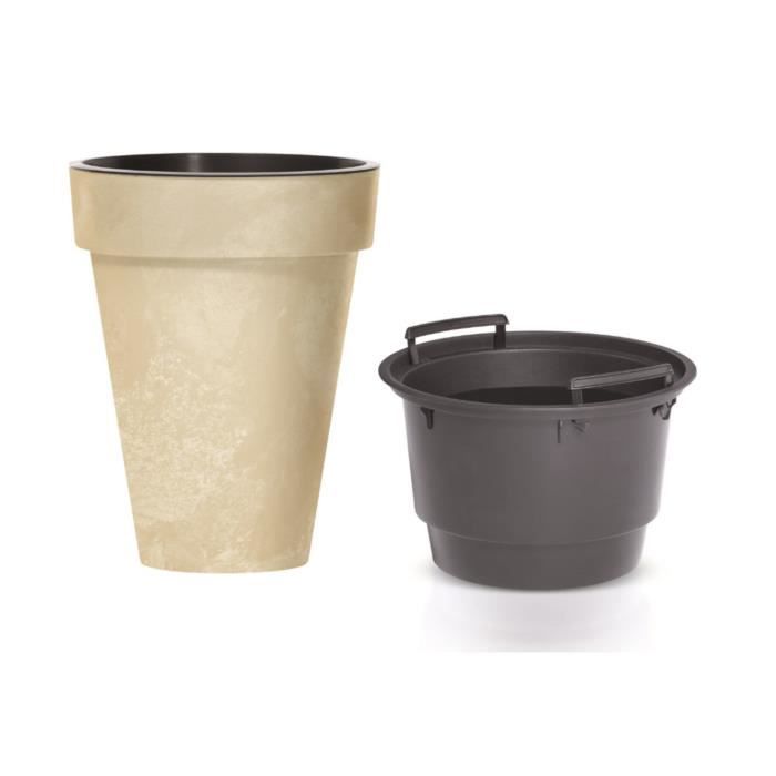 Pot de fleurs rond avec insert Prosperplast Cube Slim Beton Effect ...