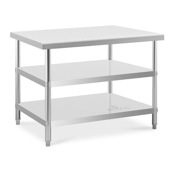 Table De Travail Inox Plan Cuisine 120 x 90 x 5 cm 2 Tablettes Pieds ...