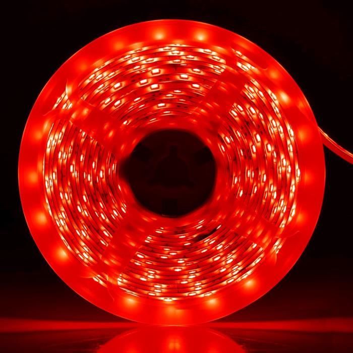 12V Ruban À Led Rouge, 5 Mètres Flexible 300 Leds 2835 Smd Ip65 Étanche ...