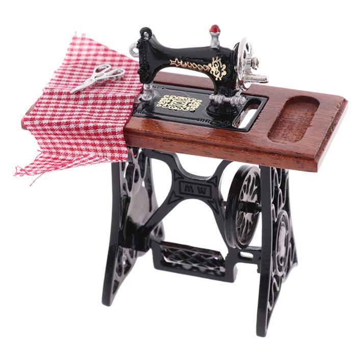 1/12 Miniature Rétro Machine à Coudre Décoration de Maison de Poupée ...