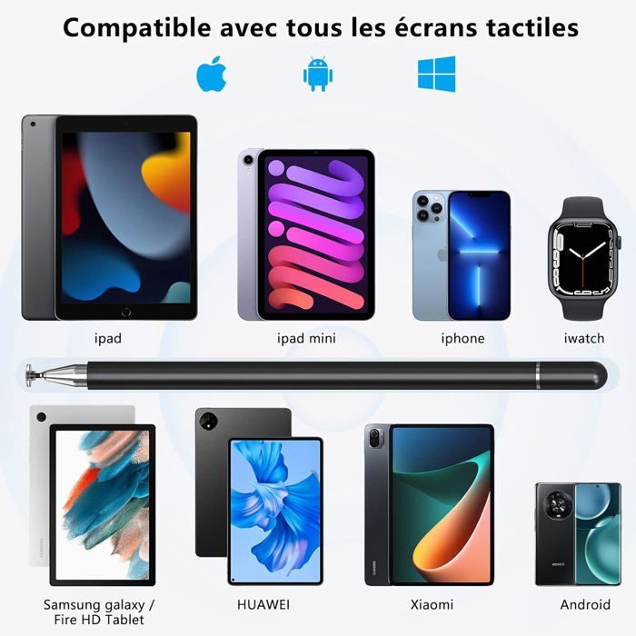 Stylet tactile 2 en 1 - EDILIQ - Compatible toutes tablettes et ...