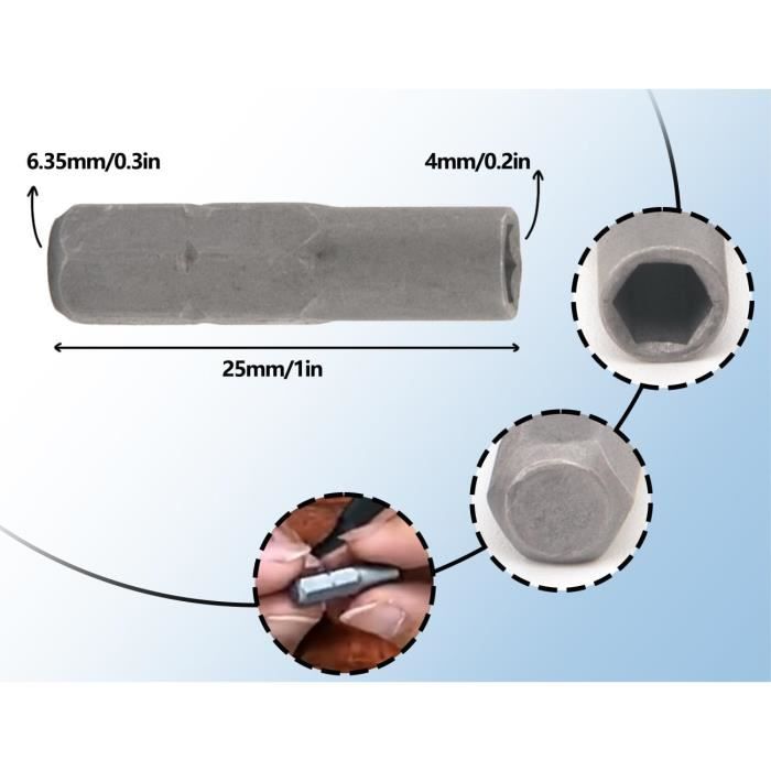 Douilles Tournevis Hexagonales 6.35 Mm Adaptateur D'Embout 1-4 Pouce ...