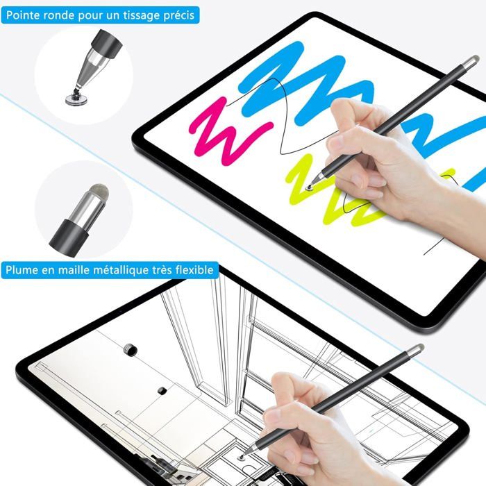 Stylet tactile 2 en 1 - EDILIQ - Compatible toutes tablettes et ...