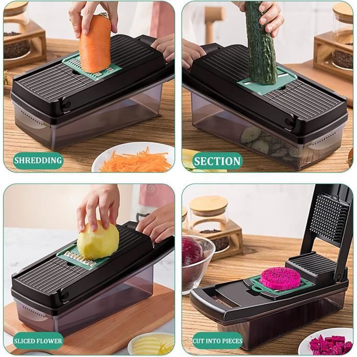 13 En 1 Mandoline Cuisine, Coupe Legumes Multifonctions Avec Panier De ...