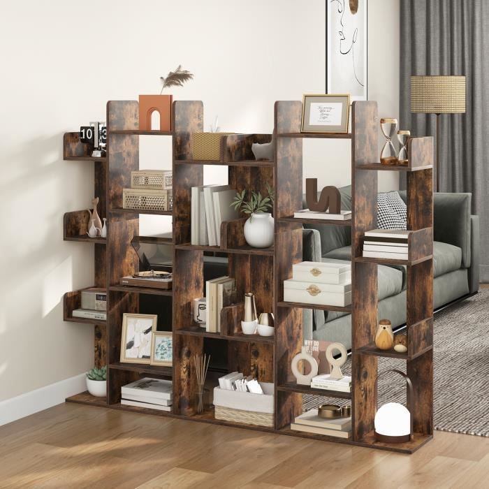 COSTWAY Bibliothèque en Arbre 141 CM, 13 Étagères Ouvertes pour Livres ...