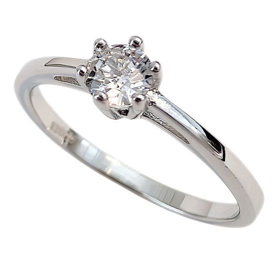 Bague solitaire en Argent 925 rhodié et oxyde de zirconium Argentée ...