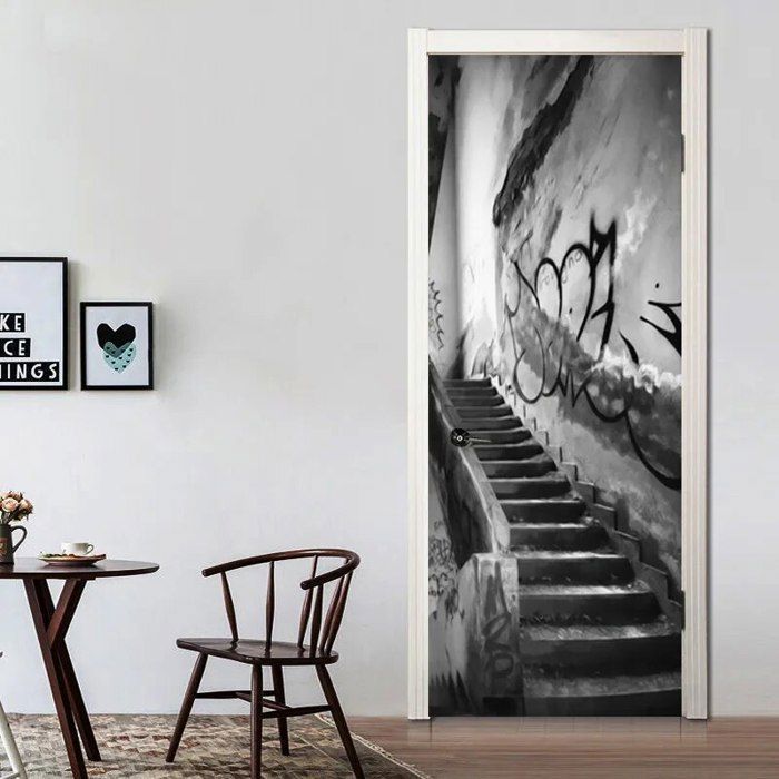 Papier peint,Autocollants de porte auto-adhésifs 3D,PVC,affiche murale ...