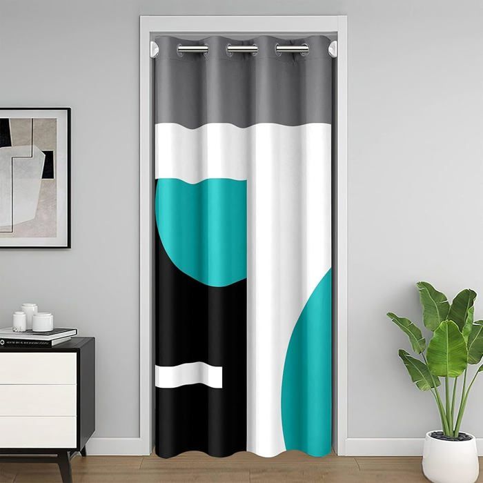 Rideau De Porte Géométrique 106X203 Cm, Rideau Occultant Noir Gris ...