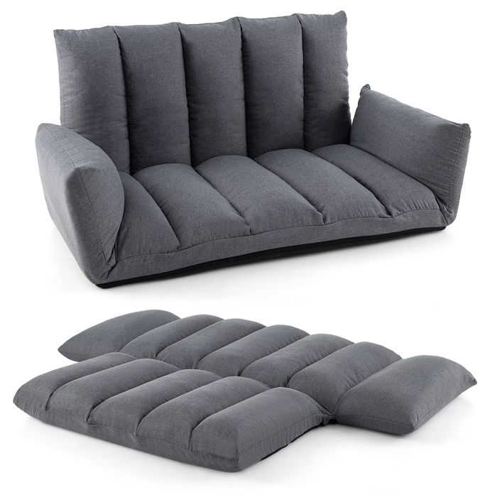Canapé Convertible Pliable de Sol COSTWAY-Dossier et Accoudoirs ...