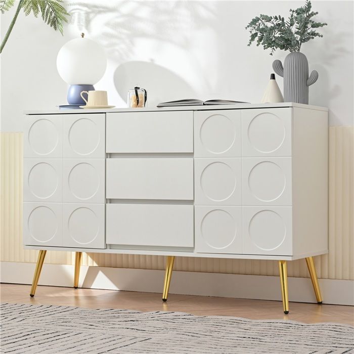 Commode, Buffet Avec 3 Tiroirs Et 2 Portes Avec Étagères Réglables Et ...