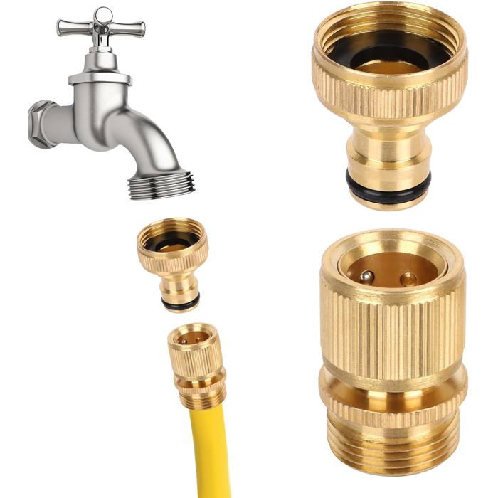 TRAHOO-Gardena Lot de 2 raccords de tuyau d'arrosage en laiton 3/4''[J2551] - Cdiscount Jardin