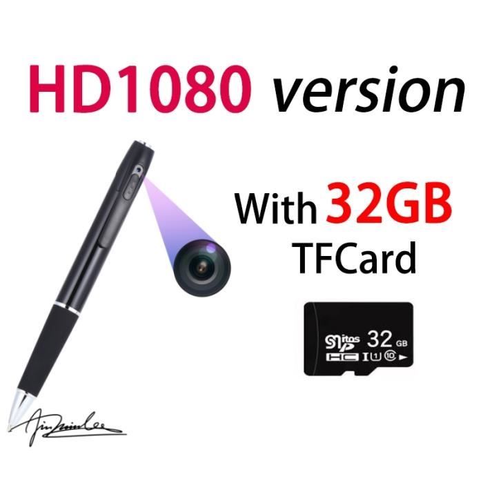 Avec carte TF 32 Go-Mini caméra stylo portable Full HD 1080P, micro ...