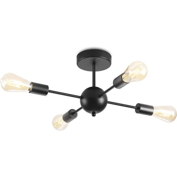 Lustre Suspension 4X E27, Plafonnier En Métal Noir, Forme Satellite ...