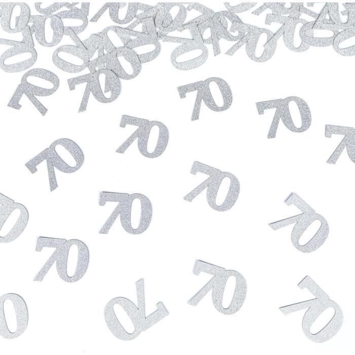 Décorations D'Anniversaire En Forme De Chiffre 70 – Confettis Argentés ...