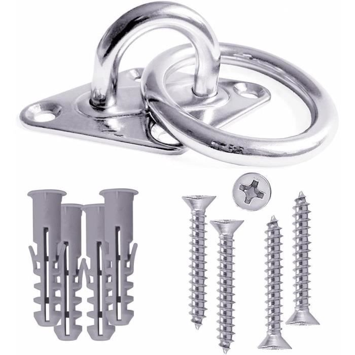 Crochet de fixation pour mur ou plafond avec anneau rond acier métal ...