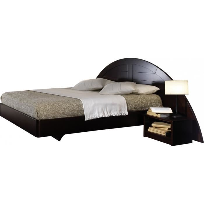 Lit socle demi-lune 140x190 wengé. - Cdiscount Maison