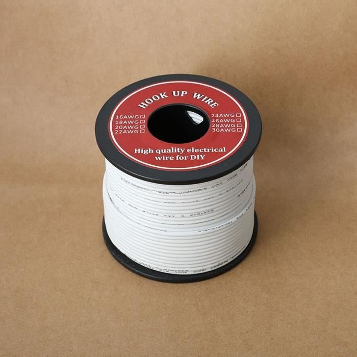 Câble-fil en Silicone UL3132 24 AWG - 50-100m - Fil toronné Flexible en cuivre étamé - WHITE-50m ...
