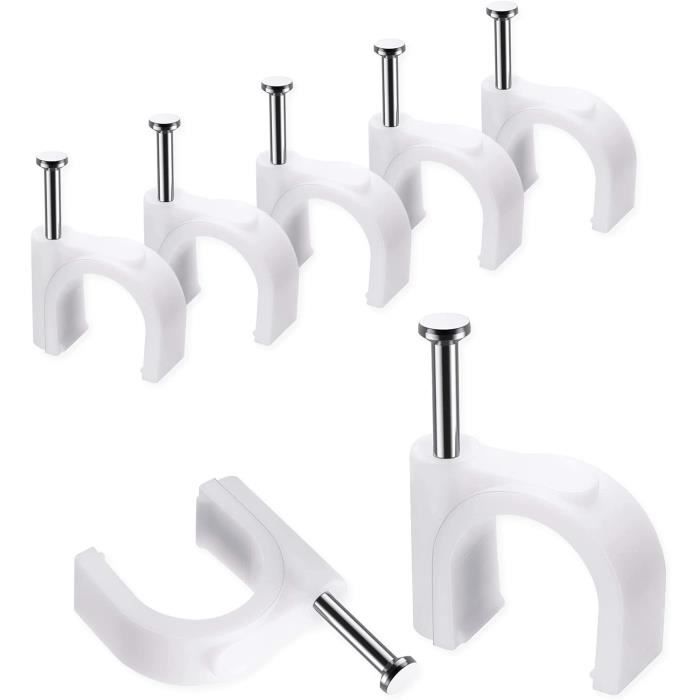 Lot De 100 Clips De Câble Ronds Blancs Solides Et Durables - 10 Mm ...