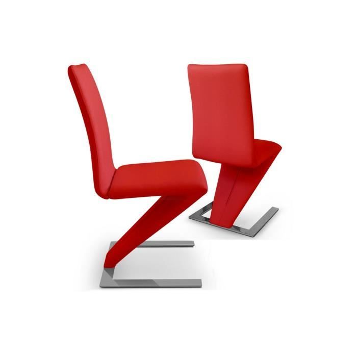 Lot de 2 chaises Design rouge PU HORI - Cdiscount Maison