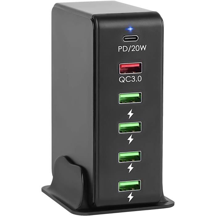 Chargeur Multiprise Usb 65W 6-Ports Chargeur De Bureau Avec Charge ...