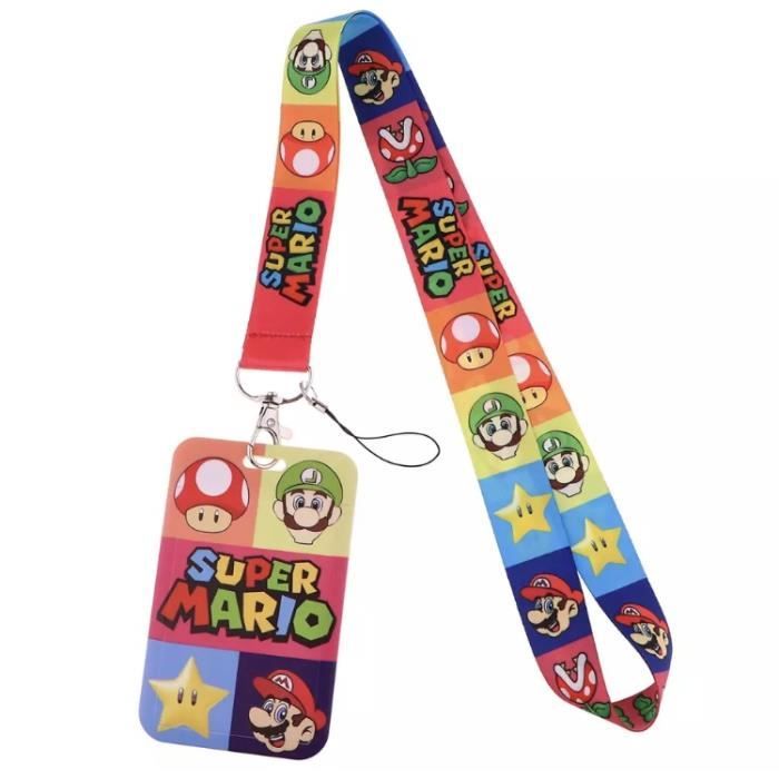 Porte clé mario lanière tour de cou badge jeu vidéo porte clé luigi ...