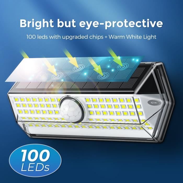 LITOM 100 LED Lampe solaire exterieur detecteur de mouvement IP67 ...
