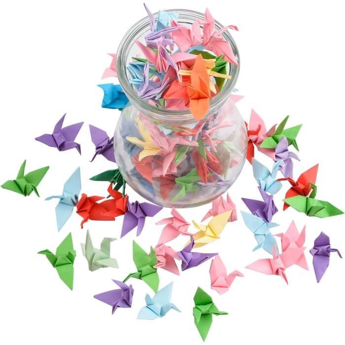 WANDIC Lot de 100 grues en Papier Origami pliées Faites à la Main pour ...