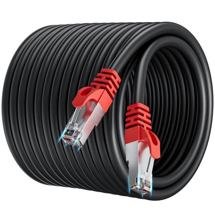 Cable Ethernet 40m Cat 7 Extérieur RJ45 Cable Internet 40 Mètres Haut ...