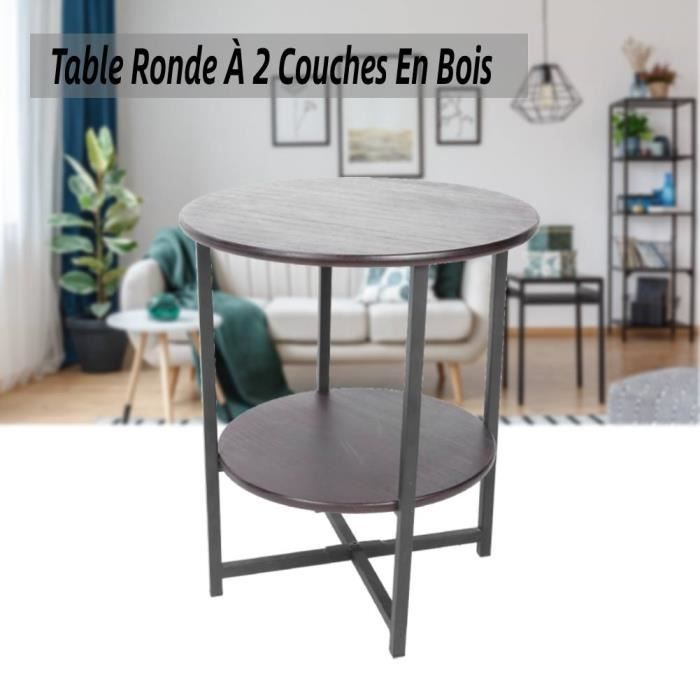 2-Layer Round Table MDF et Iron Multifunctional durable avec 2 couches ...