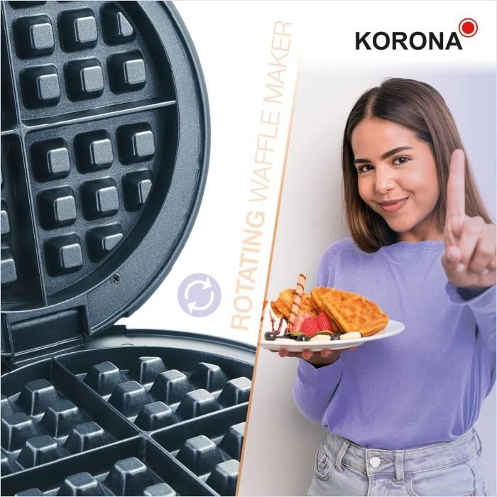 Korona 41004 Gaufrier rotatif pour gaufres belges rondes Répartition ...