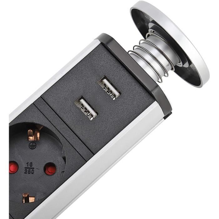 Bloc Multiprise Rétractable 4 Prises Avec Prise Usb Rétractable Pour ...