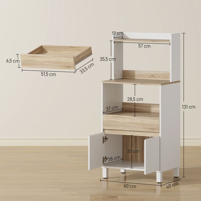 Meuble micro onde, buffet cuisine avec placard tiroir étagère supérieur ...
