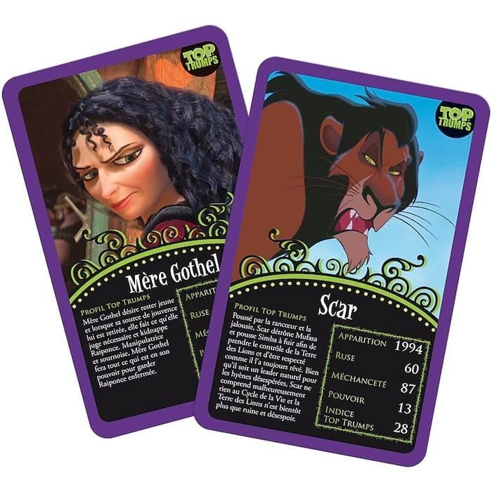 Top trumps - disney vilains - jeux de cartes - jeu de société - version ...