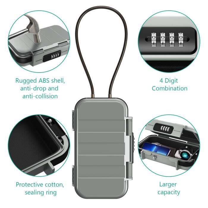 Coffre-fort portable avec code, coffre-fort étanche antivol Mini coffre ...